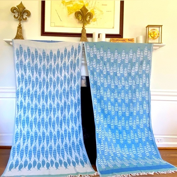 Anthropologie | Bath | Jacquard Loom Weave Fish Textile Muslin Soft ...